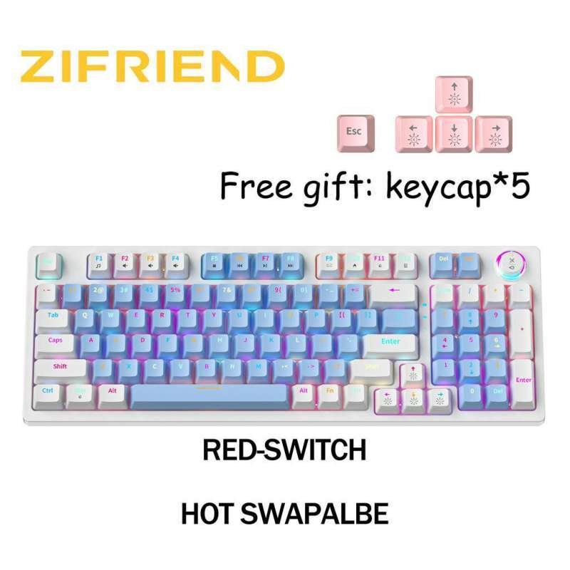 Promo Zifriend Za98 Mechanical Keyboard Blue Red Switch Wired 98 Keys ...