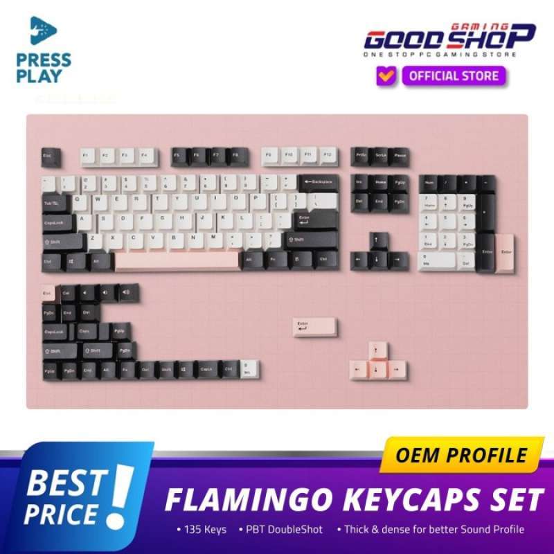 Promo Press Play Flamingo Doubleshot Pbt Keycaps Keycap Set Diskon 33% ...