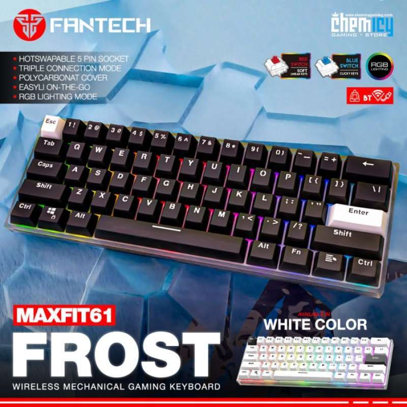Promo Fantech MAXFIT61 Frost RGB Wireless Hotswap Mechanical Gaming ...