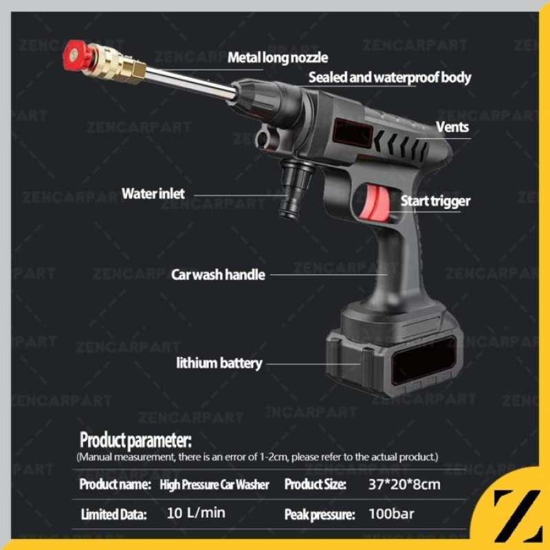 Promo Alat Cuci Mobil Jet Washer Water Spray Gun Cordless Portable ...