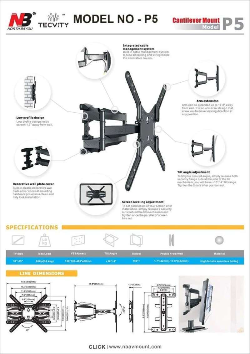 Jual Bracket Tv Nb P5 North Bayou P5 32-60 Inch Di Seller Setia Makmur ...