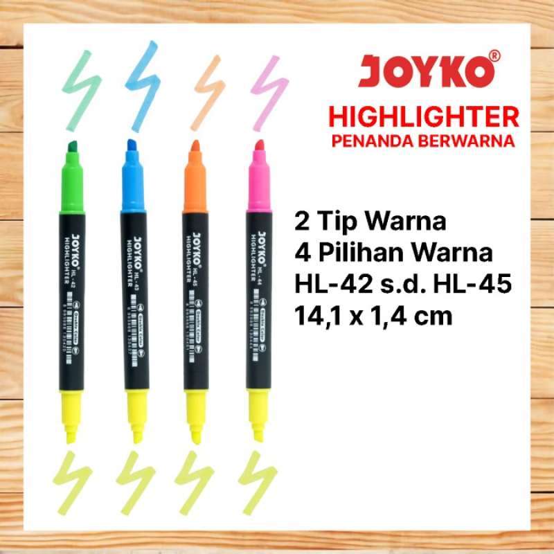 Jual Highlighter Penanda Berwarna Joyko Double Tip Colour (2 Warna) - Biru Kuning di Seller ...
