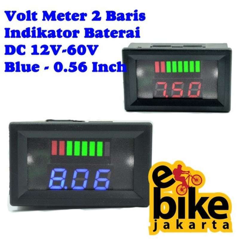 Jual Volt Meter DC 12V-60V 2 Baris Indikator Baterai 0.56 Inch BLUE ...
