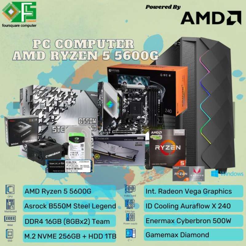 Jual PC Gaming Rakitan AMD Ryzen 5 5600G | NVME 256GB | 16GB ...