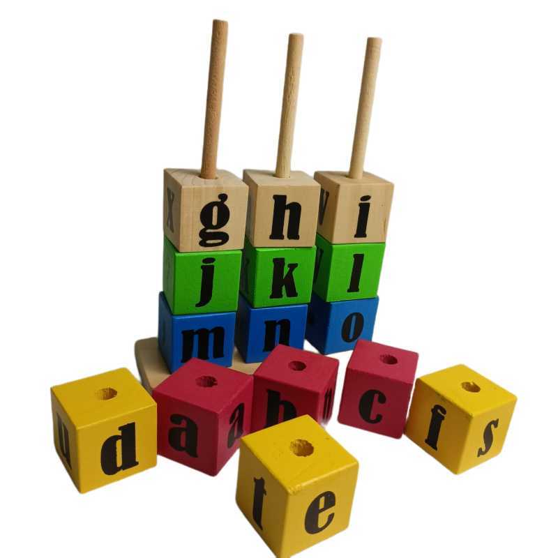 Promo Mainan Edukasi Menara Huruf Angka Hijaiyah Balok Kubus Kayu 3D ...