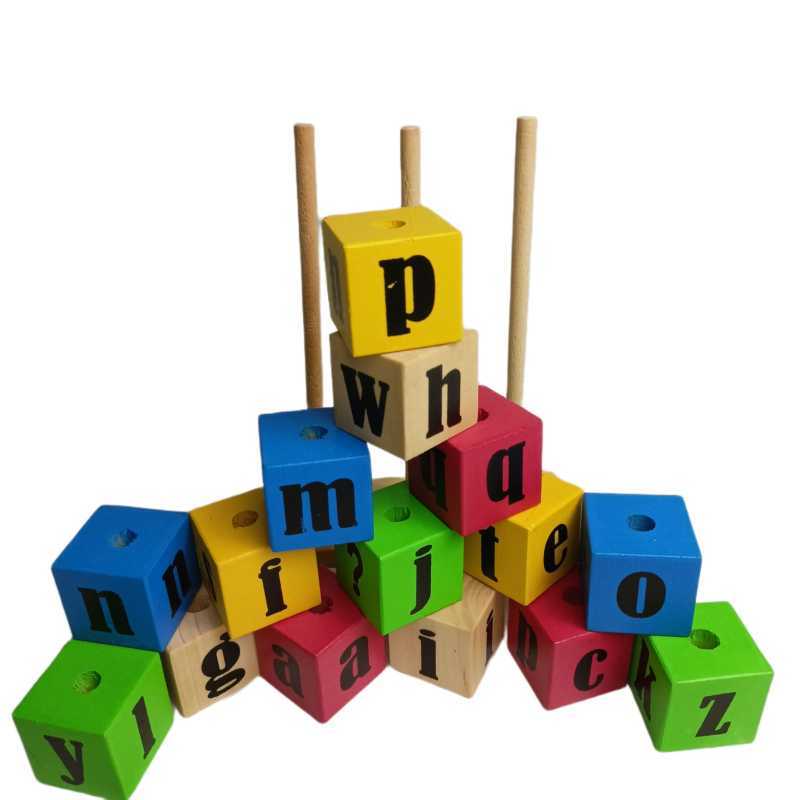Promo Mainan Edukasi Menara Huruf Angka Hijaiyah Balok Kubus Kayu 3D ...