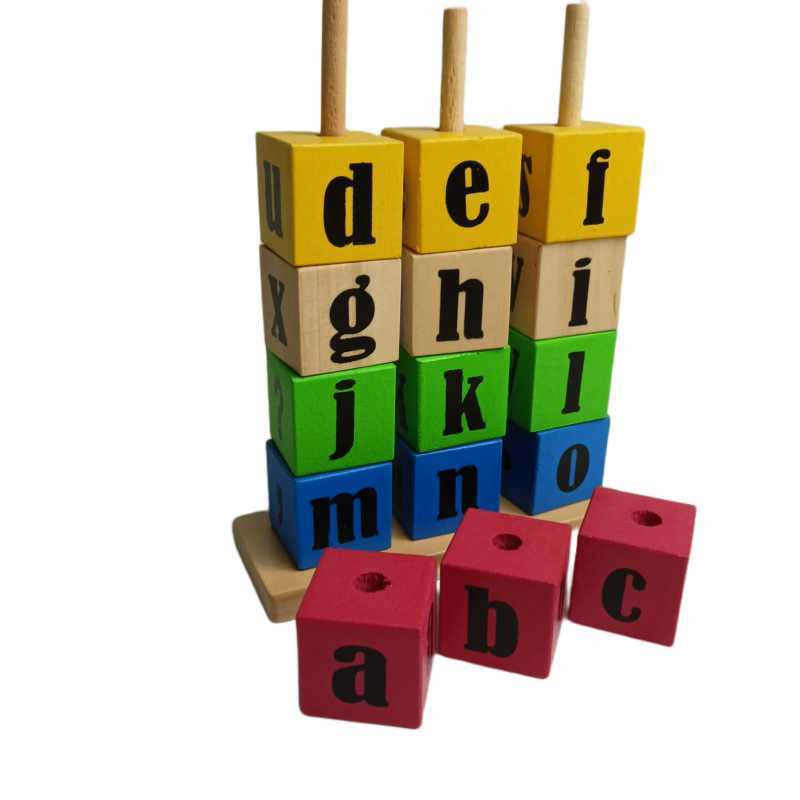 Promo Mainan Edukasi Menara Huruf Angka Hijaiyah Balok Kubus Kayu 3D ...