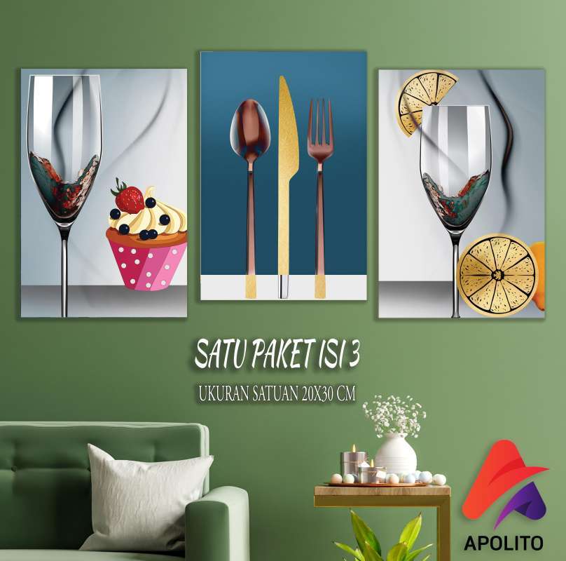 Promo Set Hiasan Dinding Kitchen Dapur Art Realistik Aesthetic Satu ...