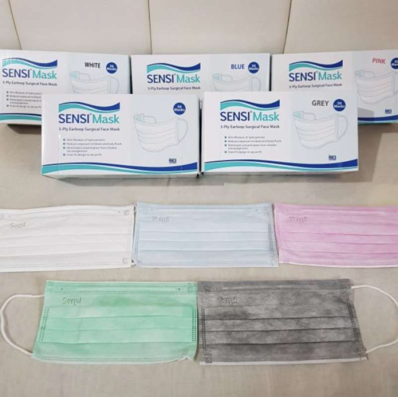 Promo Masker SENSI Face Mask 3 ply Earloop Headloop 50 pcs / box Diskon ...