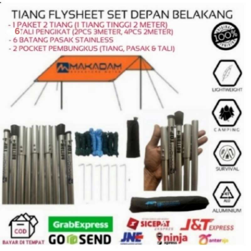 Jual Tiang Flysheet Tenda Bendera Camping Alumunium Set Di Seller Hanei ...