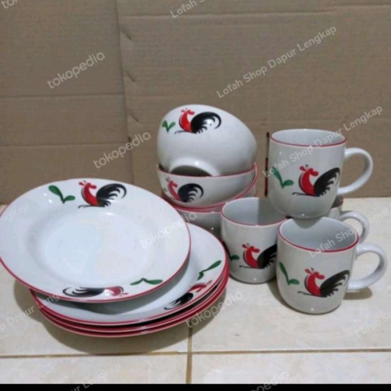 Promo Dinner Set Mix Keramik Motif Ayam / Mug Ayam / Piring Makan Ayam ...