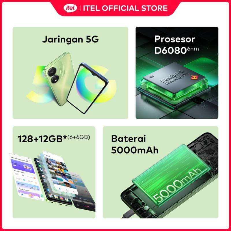 Promo Itel P55 5g Ram 6+128gb Android 13 | 5g - 50mp Dual Clear Camera ...