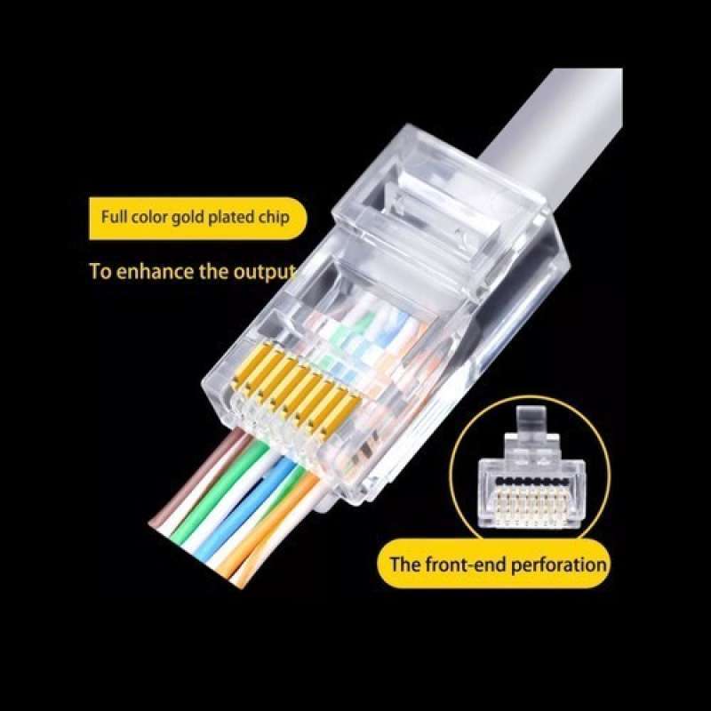 Promo Konektor Rj45 Isi 50pcs Anti Gagal Kabel Tembus Rj45 Kabel Utp ...