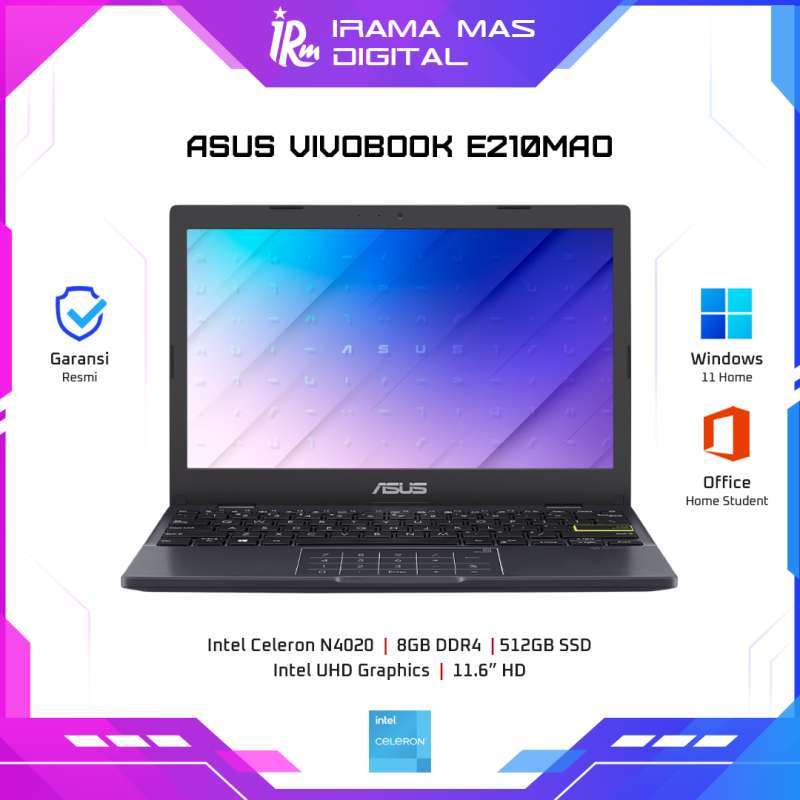 Jual ASUS VivoBook E210MAO Intel Celeron N4020 8GB 512GB SSD 11.6 HD ...
