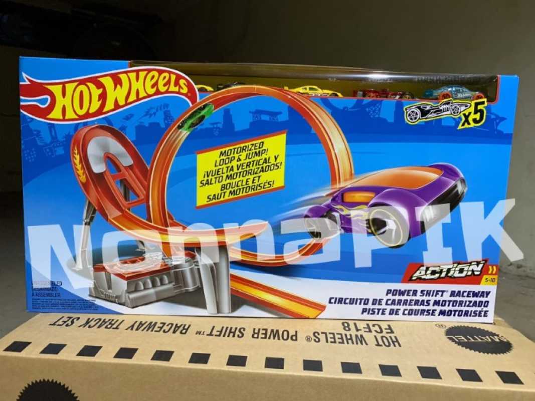 Promo Hot Wheels Power Shift Raceway Track & 5 Race Vehicles Set Diskon ...