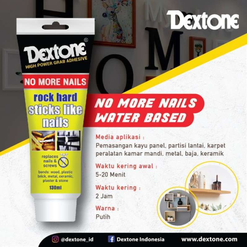 Promo Dextone Lem Pengganti Paku No More Nails 130 Ml / Lem Tanpa Paku ...