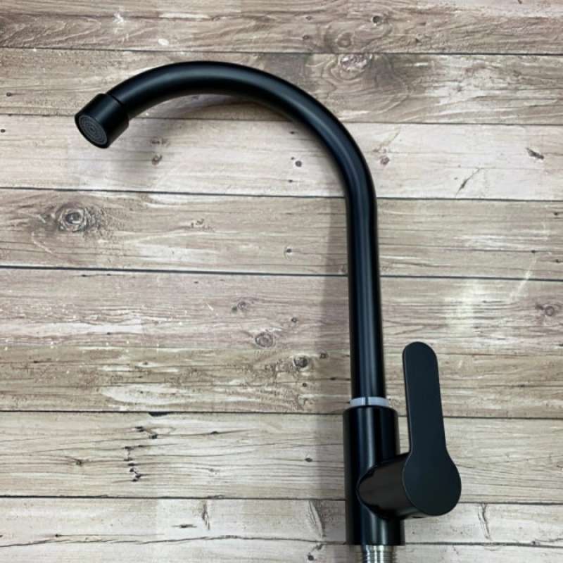 Promo kran angsa tanam pipa stainless hitam kran cuci piring hitam ...