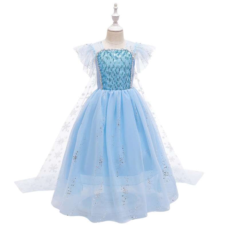 Promo KOSTUM FROZEN SPARKLING DRESS FROZEN ELSA NEW DESIGN - - 110 Biru ...