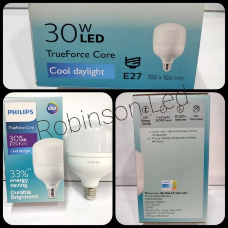 Promo Lampu LED TForce 30W 30Watt E27 - Cahaya PUTIH Diskon 23% di ...