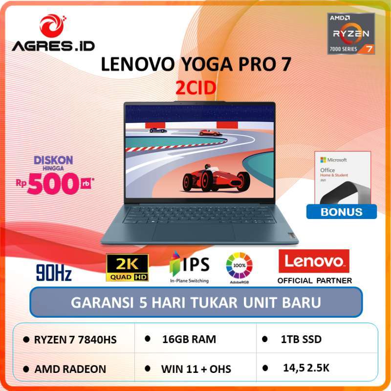 Promo LENOVO YOGA PRO 7 14 2CID - RYZEN 7 7840HS 16GB 1TB 14.5 WQXGA 90HZ WIN11 OHS TIDAL TEAL ...