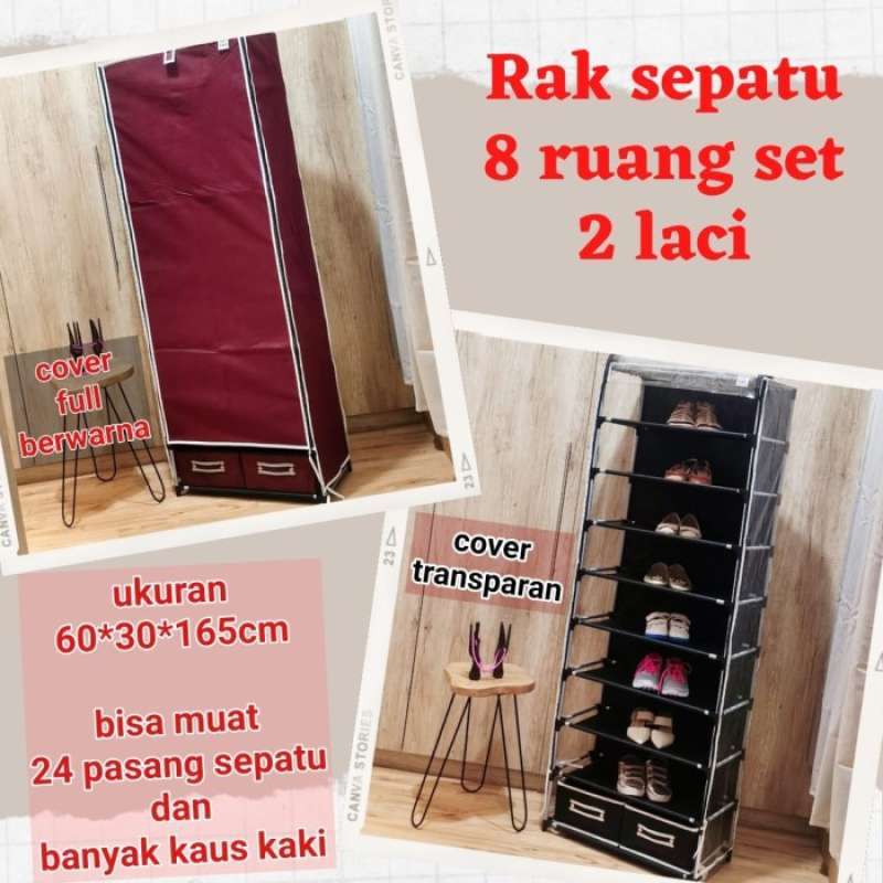 Promo Rak Sepatu 9 Ruang Dengan 2 Laci Tertutup Dan Transparant Diskon ...