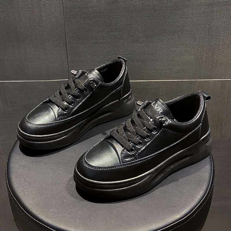 Promo Lv0081 Sepatu Sneakers Wanita Polos Bahan Pu - Full Hitam 36 ...
