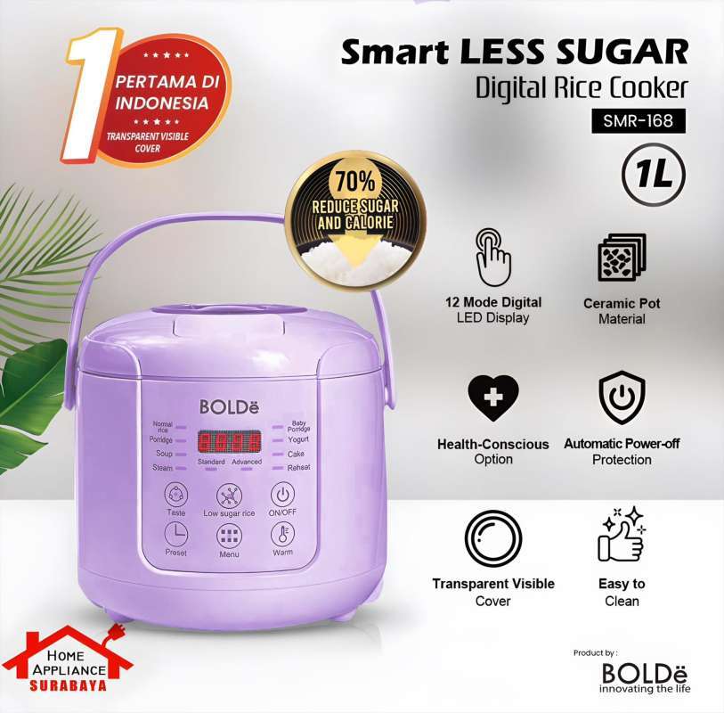 Jual BOLDe SMART Rice Cooker Digital - Magic Com Less Sugar 1 Liter SMR ...