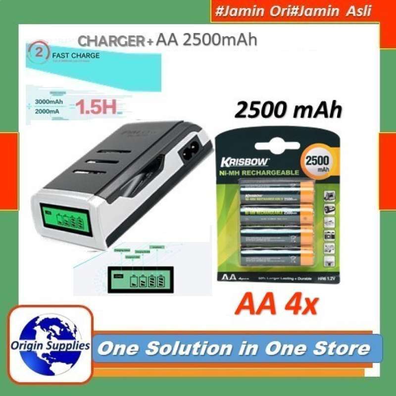 Promo Paket Krisbow Baterai Rechargeable Size Aa 2500 Mah 4 Pcs Diskon ...