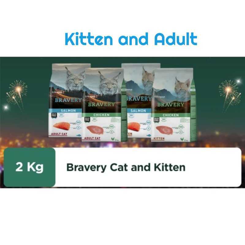 Promo Bravery grain free Kitten Adult 2 kg cat food makanan kucing ...