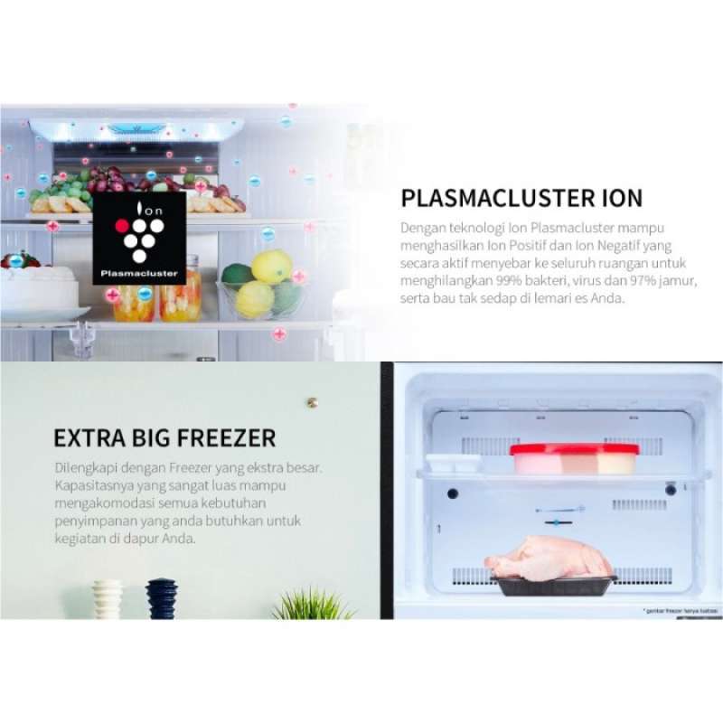 Jual Kulkas Sharp 2 Pintu Sj-456gi-mk / Sj-456 Inverter Plasmacluster ...