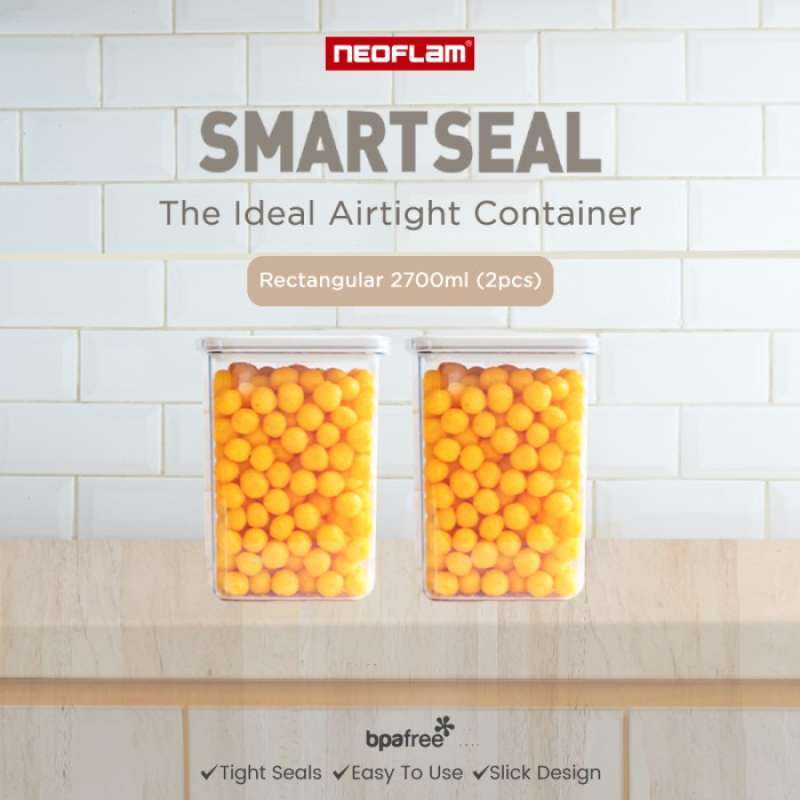 Promo Smart Seal Iv Rectangular 2700 Ml / Kotak Makan Kedap Udara New ...