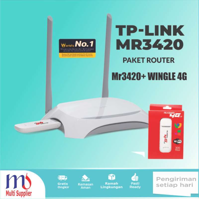 Promo Paket Hotspot TP Link TL MR3420 Dan Modem 4G Telkomsel LTE USB ...