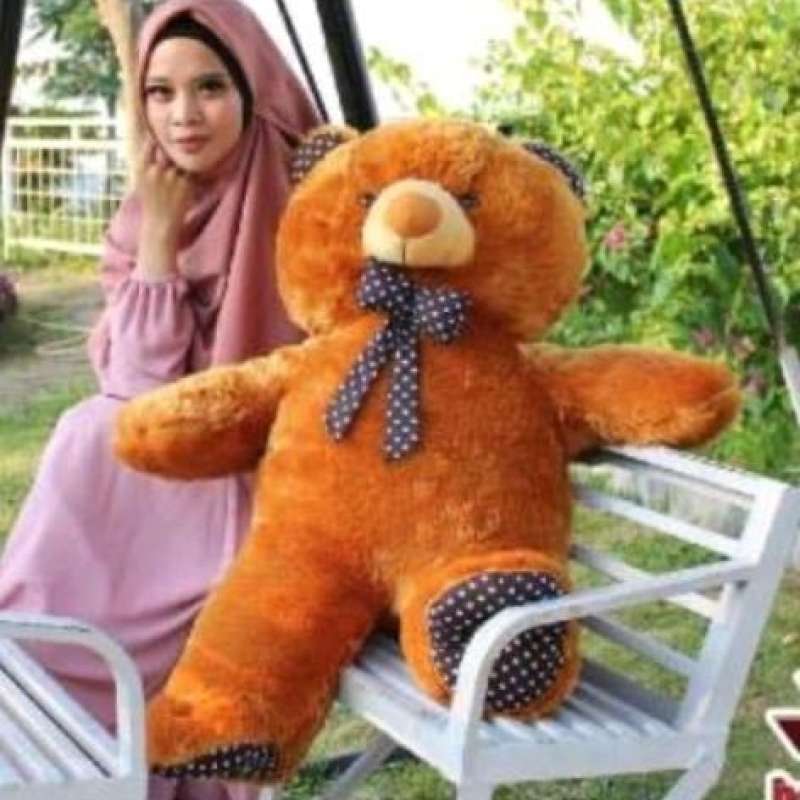 Promo Boneka Teddy Bear Jumbo 2 Meter Super Besar Doll - Cream, 70 Cm - 1 Meter(100 Cm) Cokelat ...