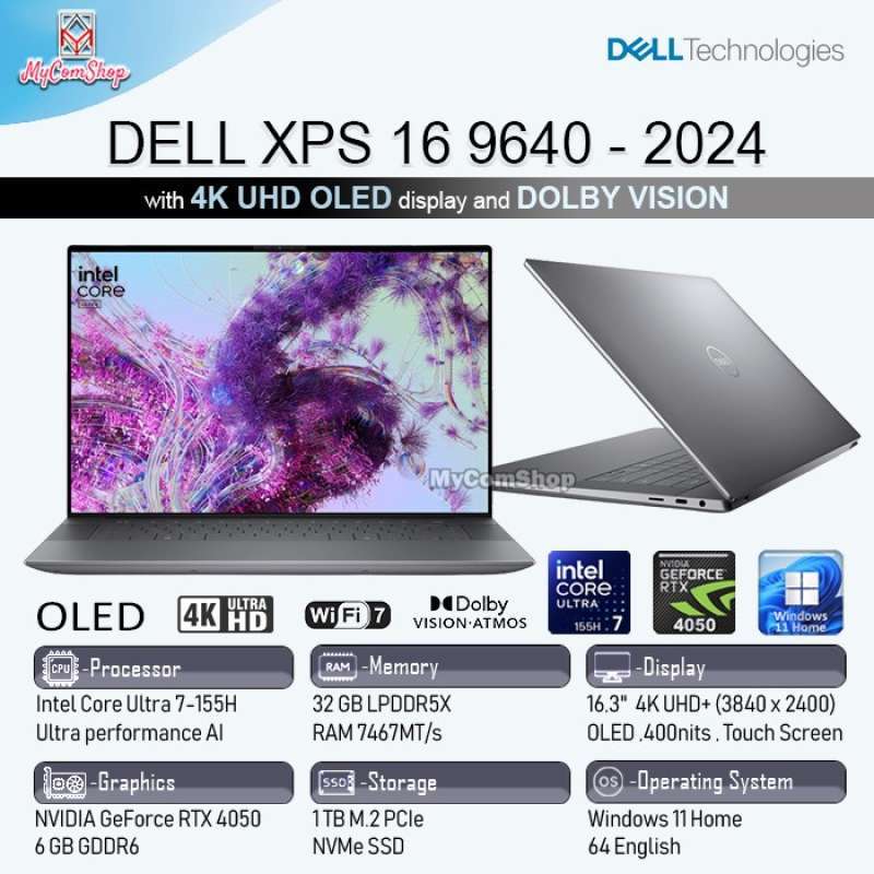 Jual Dell Xps 16 9640 Ultra 7-155h 32gb 1tb Rtx 4050 6gb 16 Oled 4k ...