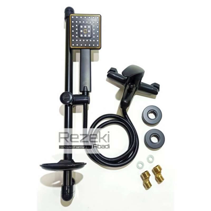 Promo PAKET SHOWER TIANG HITAM - KRAN BATHUP PANAS DINGIN - KRAN MIXER ...