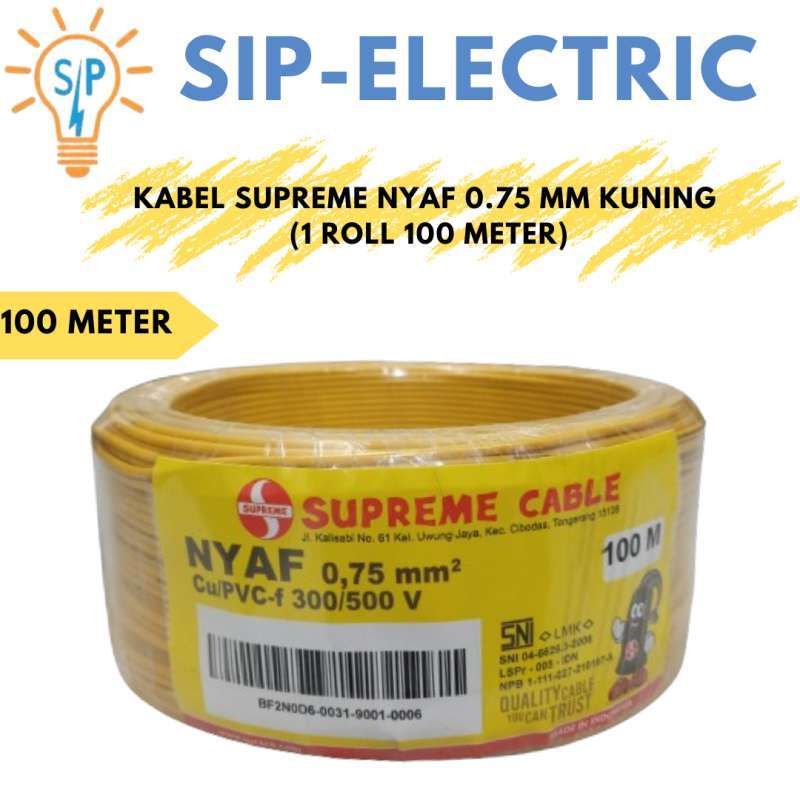 Jual Kabel Supreme Nyaf 0.75 Mm Kuning / Serabut 1x0,75 Mm (1 Roll 100 ...