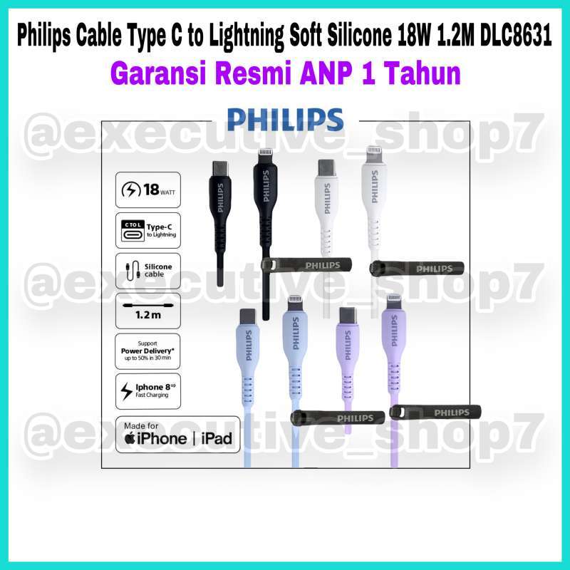 Jual Philips Cable Type C To Lightning Soft Silicone 18w 1.2m Dlc8631 ...