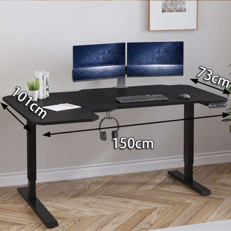 Promo 150cm L-shape Electric Height Adjustable Table Standing Desk ...