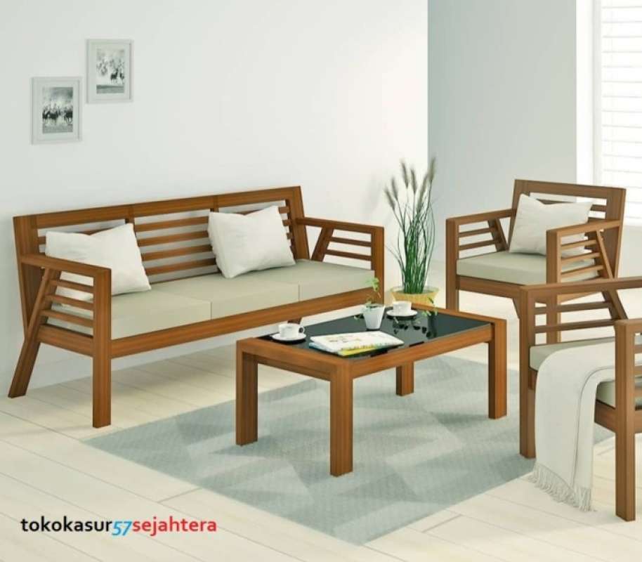 Promo Sofa Set Minimalis 311 + Coffee Table Kayu Solid Promo Diskon 1% ...