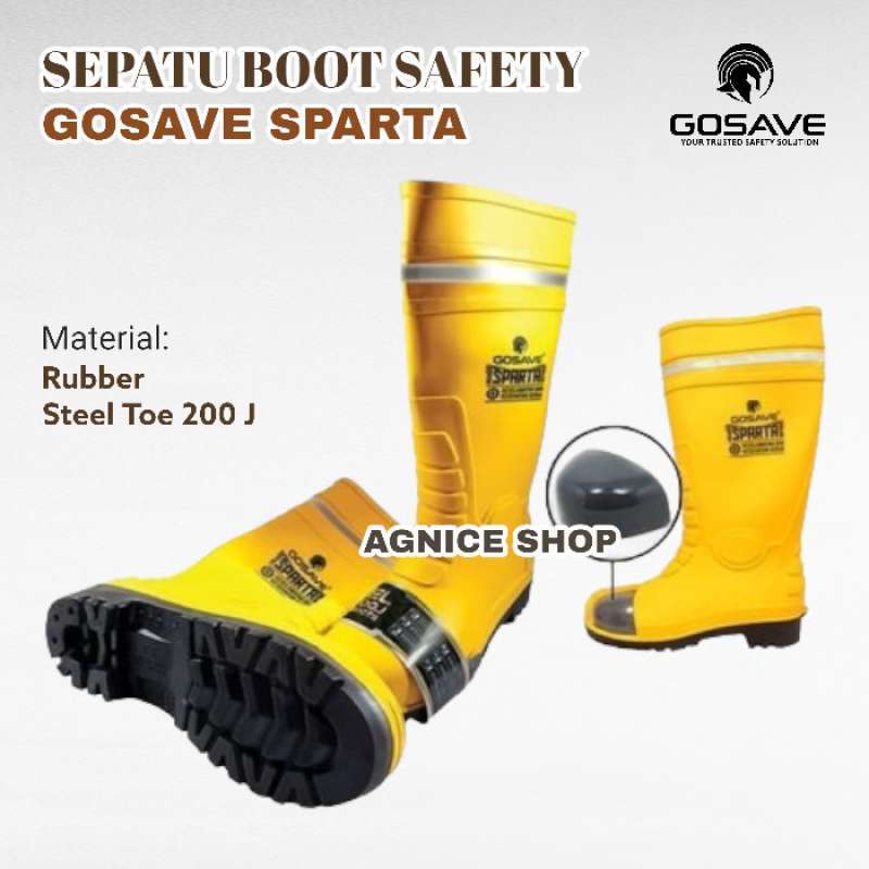 Promo Sepatu Boot Rubber Safety Gosave Sparta Karet Ujung Besi Steel ...