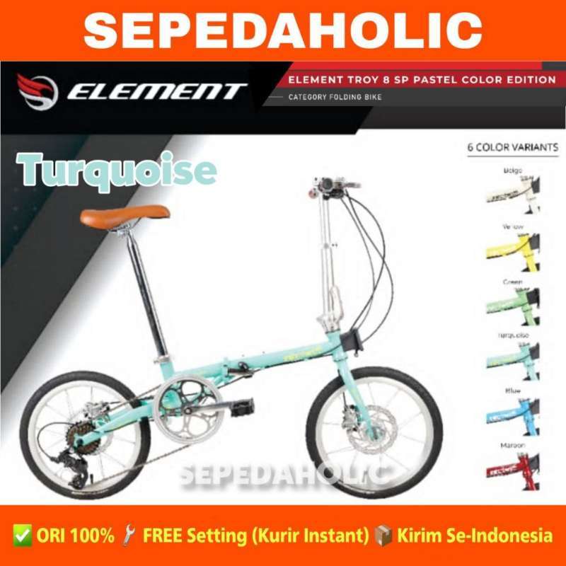 Promo Sepeda Lipat Element Troy 8 Speed Pastel Edition Ukuran 16 Inch ...