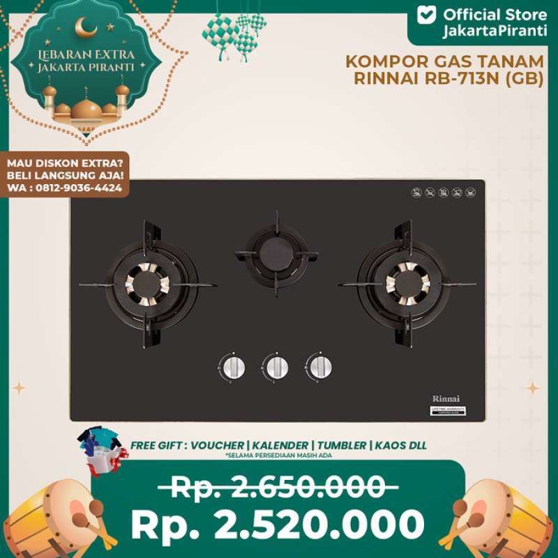 Promo Built-in Gas Hob Kompor Gas Tanam 3 Tungku Rinnai Rb-713n (gb) Baru Diskon 2% Di Seller ...