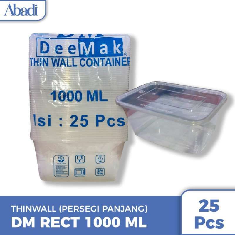 Promo Thinwall Kotak 1000ml Plastik Isi 25pcs Rectangle 1 Liter