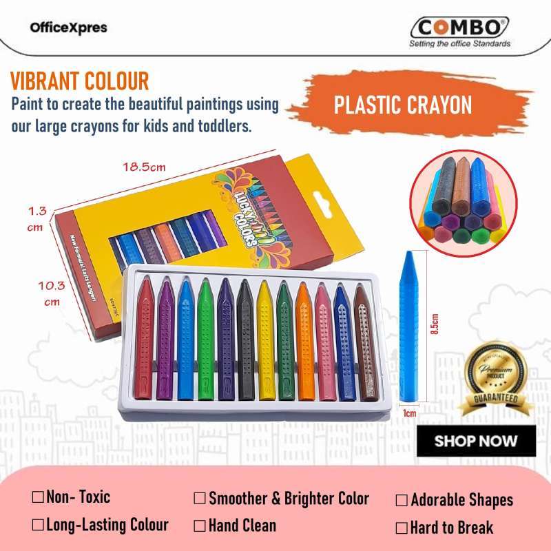 Jual Triangle Crayon 12 Colour / Krayon Segitiga / Plastic Crayon Lab ...