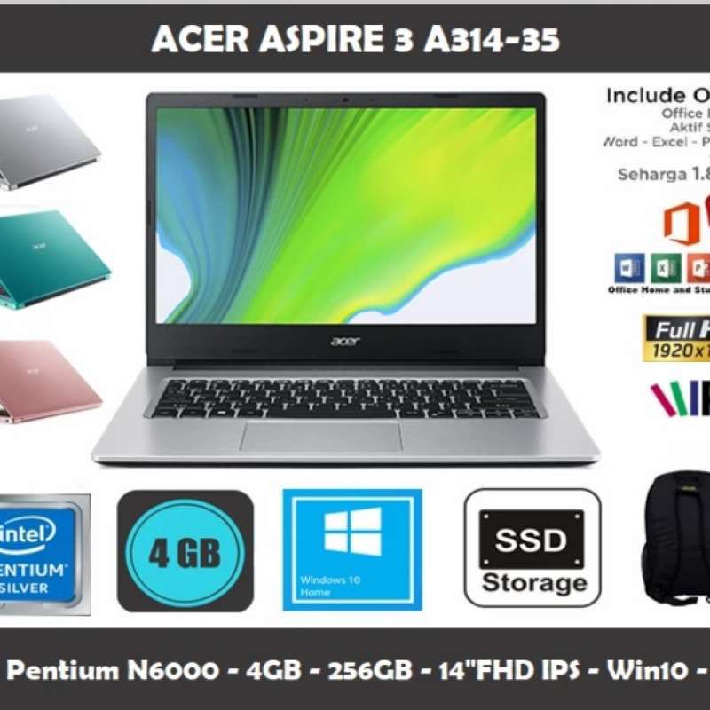 Promo Laptop Acer A314-35 Intel Pentium N6000 Ram 4gb Ssd 256gb Windows ...