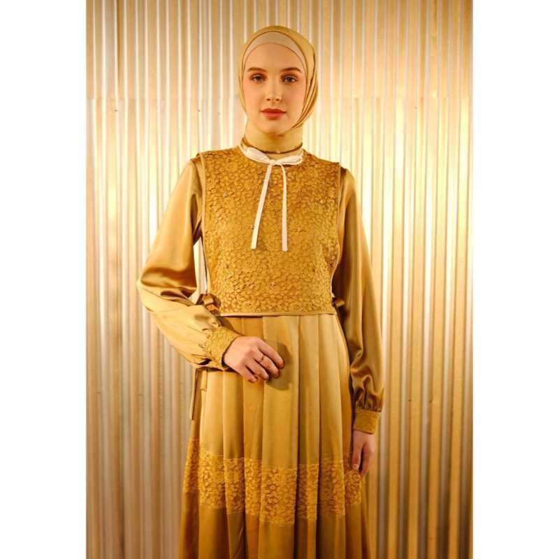 Promo Shafira Fernanda Dress Mustard | Gamis Muslim Wanita Diskon 35% ...