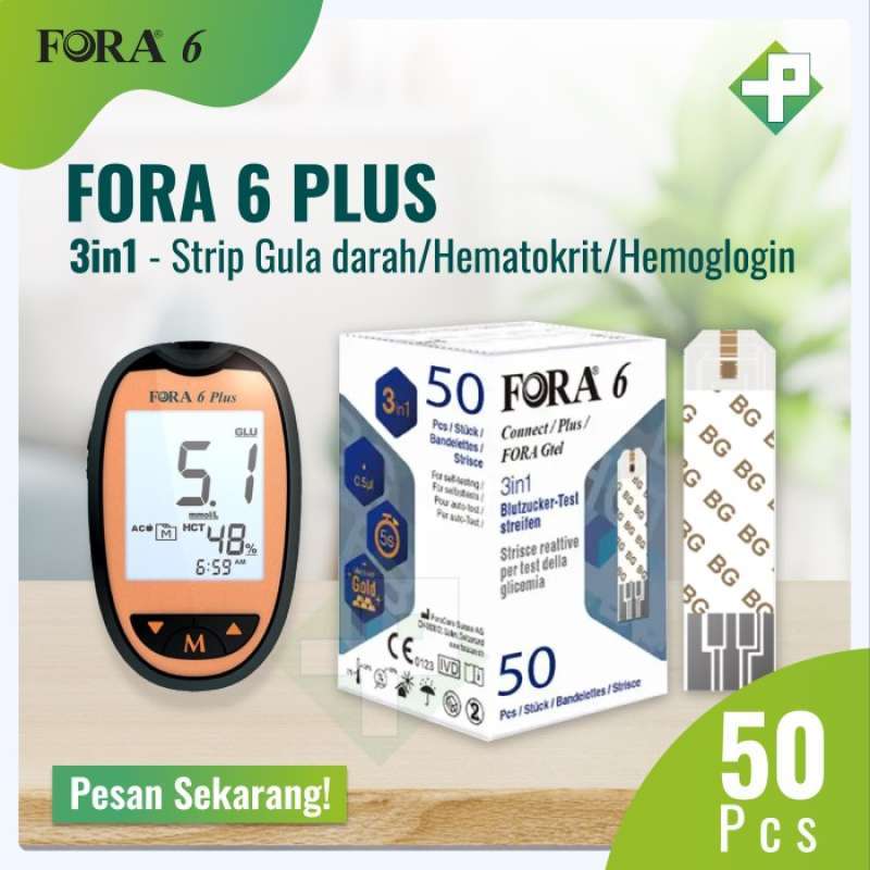Promo Fora 6 Plus Strip 3 In 1 / Blood Glucose, Hematrocit & Hemoglobin ...
