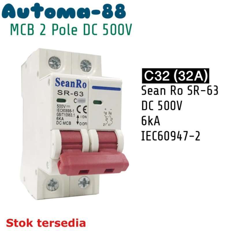 Promo Mcb Dc 2p C32 32a 500v 2 Poles Circuit Breaker Pv Solar Panel Plts Diskon 50% Di Seller ...