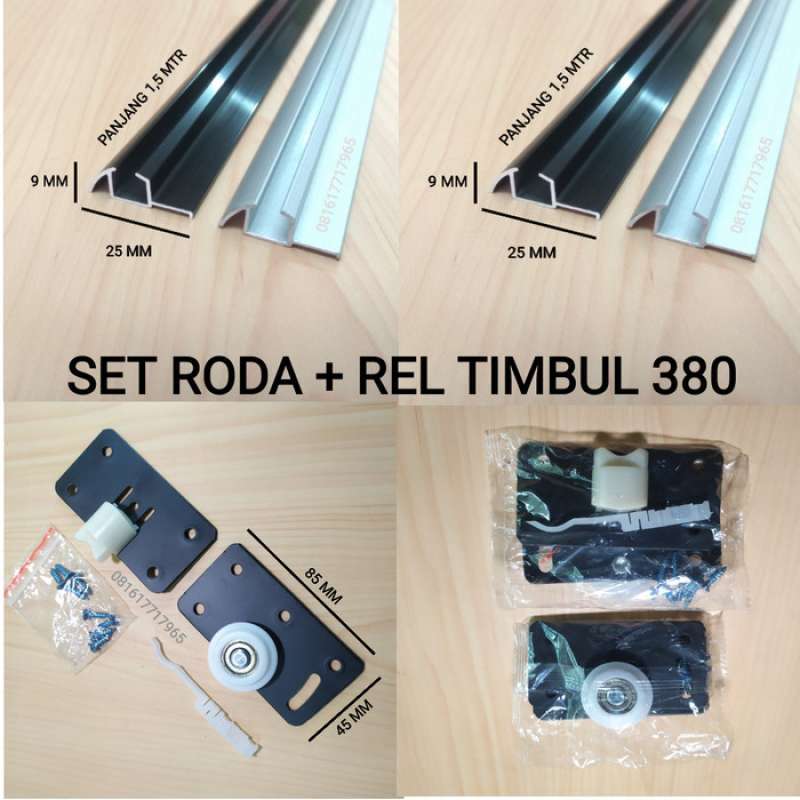 Promo Set Roda Plus Rel Timbul 380 Pintu Lemari Sliding / Geser ( 1,5 ...