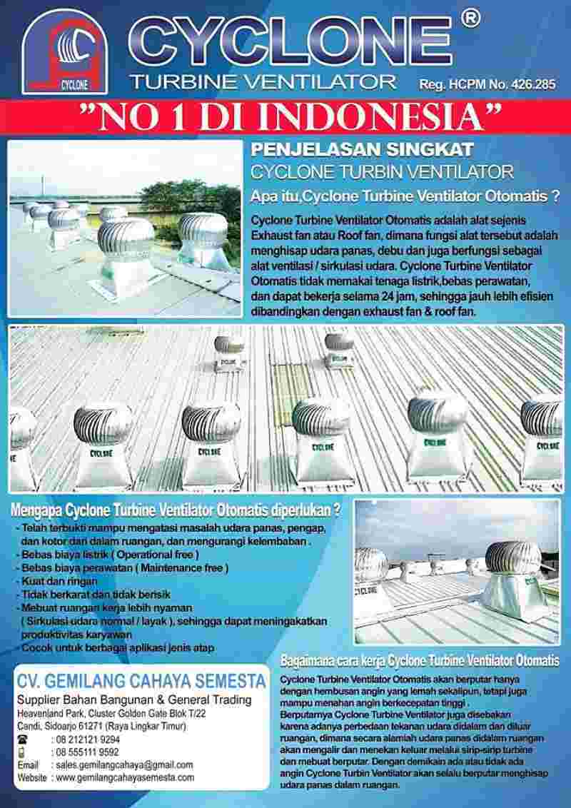 Jual Turbine Ventilator 36 All - Cyclone Di Seller Gemilang Cahaya ...